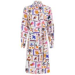 Gina Damen Leinen-Kleid mit Allover-Print