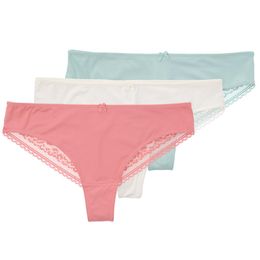 Gina Benotti 3 Damen Strings mit Spitze