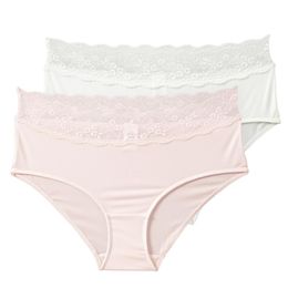 Gina Benotti 2 Damen Pantys mit Spitzenbund