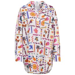 Gina Damen Leinen-Bluse mit Allover-Print