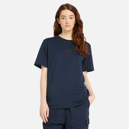T-Shirt Timberland "Print Stack Logo Short Sleeve Tee", Herren, Gr. L, schwarz sapphire, Single Jersey, Obermaterial: 100% Baumwolle, Rundhals, Shirts T-Shirt, sportlicher Schnitt, Kurzarm, f&uuml;r Sportmode und Casualmode