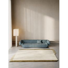 benuta Finest Wollteppich Aspect Cream/Gr&uuml;n 160x230 cm - Naturfaserteppich aus Wolle