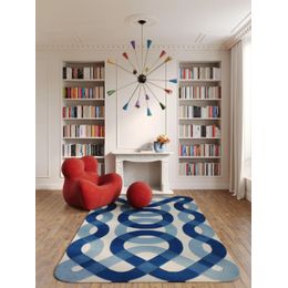 benuta Finest Wollteppich Nio Blau 160x240 cm - Naturfaserteppich aus Wolle
