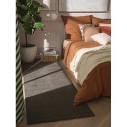 benuta Pure Wollteppich L&auml;ufer f&uuml;r Flur Vera Dunkelgrau 70x200 cm - Naturfaserteppich aus Wolle