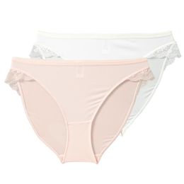 Gina Benotti 2 Damen Slips mit Spitzenbund