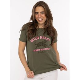 Zwillingsherz Shirt "Wild Heart" in Khaki - 42% | Gr&ouml;&szlig;e M | Damen-tops