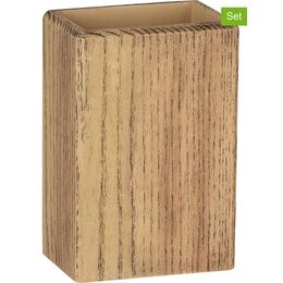 Wenko 2er-Set: Zahnputzbecher "Marla" in Hellbraun - (B)7,5 x (H)11 x (T)5 cm - 52% | Badezimmer-accessoires