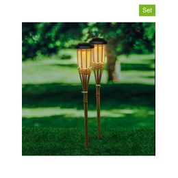Garden Hero 2er-Set: LED-Solargartenfackeln in Hellbraun - (H)56 cm - 26% | Aussenbeleuchtung