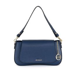 Mia Tomazzi Leder-Schultertasche "Zambaldi" in Dunkelblau - (B)31 x (H)17 x (T)10 cm - 80% | Damen-taschen