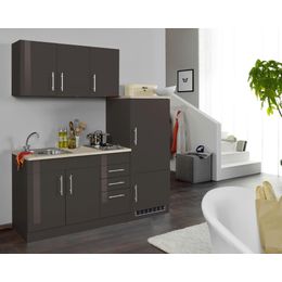 Held K&uuml;chenblock Toronto I m. Ger&auml;ten Grau Hochglanz