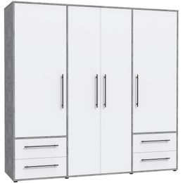 FORTE Kleiderschrank &raquo;Mokkaris, OTTOs Choice, TOPSELLER! 3 oder 4 T&uuml;ren, zeitloses Design&laquo; B/H/T ca. 145x200x59cm oder 206x200x59cm grau Holzwerkstoff