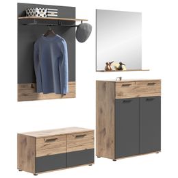 Garderobe Mason 4-teilig ca.195x200x38cm Grau
