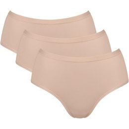 Sloggi Damen Sloggi Midislip &raquo;GO Daily Cotton&laquo; 3er Pack, Glanz-Effekt Details, weich, Baumwollmix, bequem, elastisch beige S