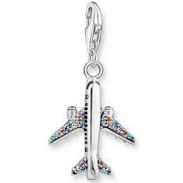 Thomas Sabo Damen Thomas Sabo Charm-Einh&auml;nger &raquo;Flugzeug&laquo; mit Glas-Keramik Stein silber