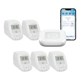homematic IP Heizk&ouml;rperthermostat &raquo;Starter Bundle Heizen Basic f&uuml;r 5 Heizk&ouml;rper&laquo; Kunststoff Kompaktes Design f&uuml;r eine flexible Platzierung