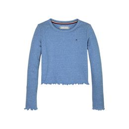Tommy Hilfiger M&auml;dchen Langarmshirt &raquo;SLUB KNIT TOP LS&laquo; mit gewelltem Saum blau 3 (98)