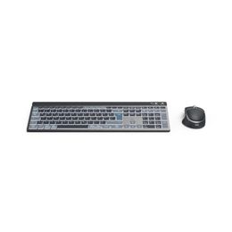 Hama Tastatur- und Maus-Set &raquo;Kabellose Tastatur und Maus (Multi Device, 2x Bluetooth, 1x Funk, DE)&laquo; schwarz Ergonomische Maus mit fl&uuml;sterleisen Tasten und 