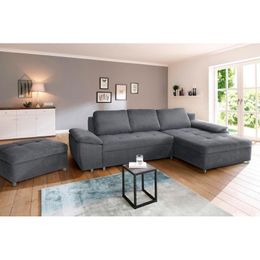 Home Affaire Ecksofa &raquo;Labene L-Form&laquo; wahlweise mit Bettfunktion und Bettkasten, auch als XXL-Variante grau Struktur fein (95% Polyester, 5% Polyamid);