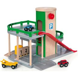 Brio Spiel-Parkhaus &raquo;Brio WORLD, Parkhaus, Stra&szlig;en & Schienen&laquo; FSC - sch&uuml;tzt Wald bunt