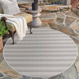 Carpet City Outdoorteppich &raquo;PALM3471&laquo; rund 5 mm H&ouml;he Wetterfest & UV-best&auml;ndig, f&uuml;r Balkon, Terrasse, K&uuml;che, flach gewebt grau Polypropylen
