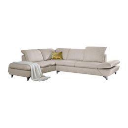 W.Schillig Ecksofa &raquo;Taoo, elegant und zeitlos, bequem, L-Form&laquo; mit Sitziefenverstellung & Kopfteilverstellung grau Longlife Xtra-Leder Z59: Glattleder