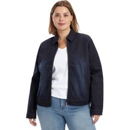 sheego Damen Jeansjacke in Blousonform dark blue Gr&ouml;&szlig;e 58
