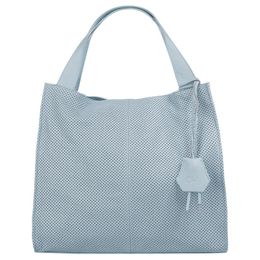 CLUTY Damen Shopper echt Leder, Made in Italy blau