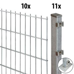 GARDEN 'N' MORE Doppelstabmattenzaun &raquo;Excellent&laquo; 10 Elemente f&uuml;r 20 m, LxH: 200 x 103 cm, mit 11 Pfosten grau Kunststoff, Stahl