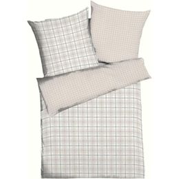 Kaeppel Wendebettw&auml;sche &raquo;Plaid&laquo; 3 Stk. angenehm w&auml;rmend beige Feinbiber, Obermaterial: 100% Baumwolle