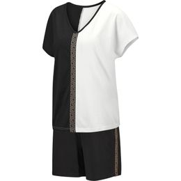 w&auml;schepur Damen Shorty im Colourblocking-Dessin ecru-schwarz Gr&ouml;&szlig;e 36/38