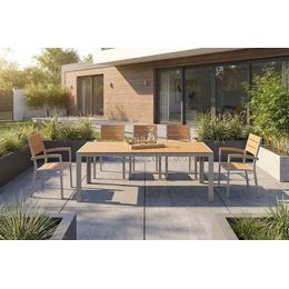 Riess Ambiente Moderner Gartentisch DESIGNO 205cm natur greige Aluminium wetterfest Outdoor-Esstisch Riess-Ambiente 6 Personen