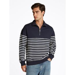 Tommy Hilfiger Herren Sweatshirt &raquo;PLACED STRIPE 1/4 ZIP&laquo;, Mit Rundhalsausschnitt S