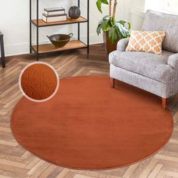 Carpet City Hochflor-Teppich &raquo;TOPIA400&laquo; rund 21 mm H&ouml;he besonders weich und kuschelig durch Polyester, Uni-Farben orange Obermaterial: 100% Polyester
