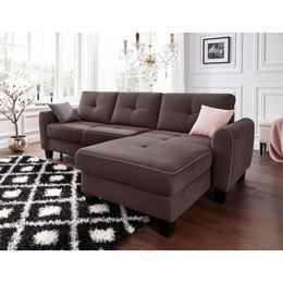 Sit & More sit&more Ecksofa &raquo;Varese L-Form&laquo; mit Federkern, wahlweise mit Bettfunktion und Stauraum braun Bedruckte Microfaser (100% Polyester);Luxus-Microfaser 