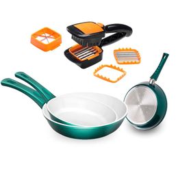 Genius Pfannen-Set &raquo;Cerafit Fusion Pfannen inkl. Nicer Dicer Quick, Set 8-tlg&laquo; Set, Pfannen, Set 3-tlg., feste Griffe, ND Quick, Set 5-tlg., orange, 8 Stk. 