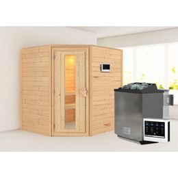 Karibu Sauna &raquo;Mia (Fronteinstieg)&laquo; Ofen 9 kW Bio externe Strg easy beige