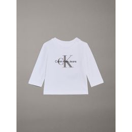 Calvin Klein Jeans M&auml;dchen Langarmshirt &raquo;MONOGRAM LS T-SHIRT&laquo; f&uuml;r Babys bis 2 Jahre, mit gro&szlig;em Druck wei&szlig; 98
