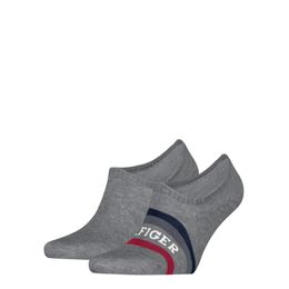 Tommy Hilfiger Herren F&uuml;&szlig;linge &raquo;TH MEN FOOTIE 2P HILFIGER TAB&laquo; 2er-Pack, mit Anti-Rutsch Technologie grau 43-46