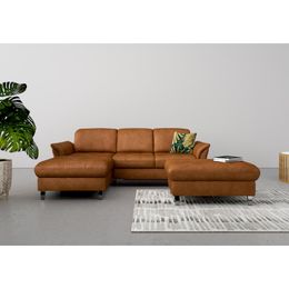 Sit & More sit&more Ecksofa &raquo;Maggiore L-Form&laquo; wahlweise mit Kopfteilverstellung, Bettfunktion und Bettkasten braun 100% Polyester