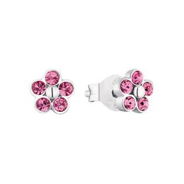 Amor Damen Paar Ohrstecker &raquo;Flower Power&laquo; mit Kristallglas rosa