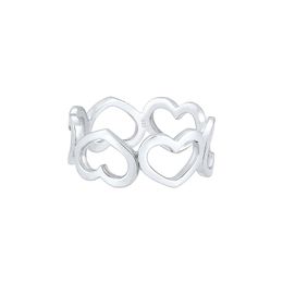 Elli Damen Fingerring &raquo;Bandring Herzen Symbol Cut-Out Trend 925er Silber&laquo; silber