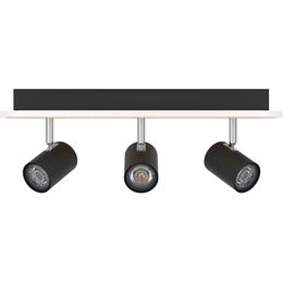 Eglo Deckenleuchte &raquo;Rimbocchi Deckenlampe, Metall und Holz-Optik, Spotbalken schwenkbar&laquo; LED-Modul 1 Stk. Warmwei&szlig; Spot - L46 x B10 x H15 cm - schwarz