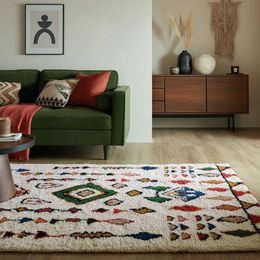 FLAIR RUGS Wollteppich &raquo;Fes Shaggy&laquo; rechteckig 25 mm H&ouml;he Shaggy-Teppich aus Berberwolle bunt Wolle