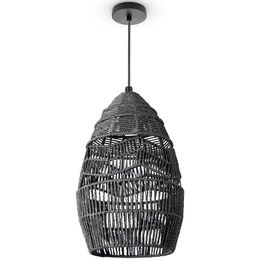 Paco Home Pendelleuchte &raquo;VILLA&laquo; E27 H&auml;ngeleuchte LED Esstisch Lampe Boho Papier E27 Natur schwarz