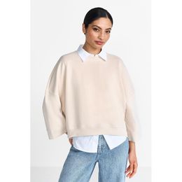 Richroyal Damen RICHROYAL Sweatshirt &raquo;Tencel peached Shirt&laquo;, modische Kurzarmsweatshirt wei&szlig; XL
