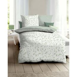 Kaeppel Wendebettw&auml;sche &raquo;Leaf&laquo; 2 Stk. gr&uuml;n Seersucker, Obermaterial: 100% Baumwolle