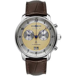 Zeppelin Herren Zeppelin Chronograph &raquo;Friedrichshafen Big Date&laquo; Armbanduhr, Herrenuhr, Made in Germany, analog, Tag, Stoppfunktion braun