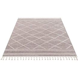 Carpet City Teppich &raquo;Art 2645&laquo; rechteckig 7 mm H&ouml;he L&auml;ufer, Kurzflor, mit Kettf&auml;den, Rauten-Optik braun Polypropylen