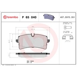 Brembo Bremsbelagsatz, Scheibenbremse P 65 040 hinten rechts links mit Zubeh&ouml;r f&uuml;r PORSCHE 95B698451F 95B698451G 95B698451B