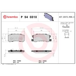 Brembo Bremsbelagsatz, Scheibenbremse P 54 031X hinten rechts links ohne Zubeh&ouml;r f&uuml;r MITSUBISHI BAIC WEIWANG PEUGEOT DODGE JEEP CITRO&Euml;N LANCIA (GAC) C